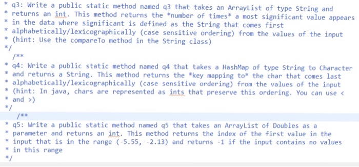 Solved q3: Write a public static method named q3 that takes | Chegg.com