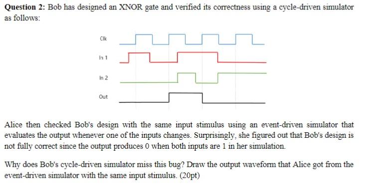 Solved Question 2: Bob has designed an XNOR gate and | Chegg.com