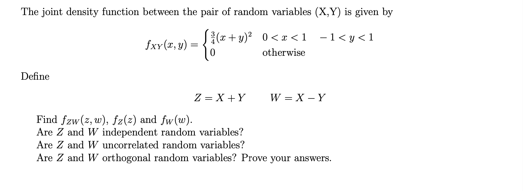 Solved The Joint Density Function Between The Pair Of Random Chegg