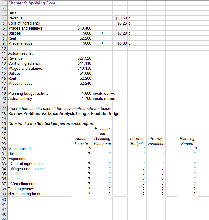 Solved + 1 Chapter 9: Applying Excel 2 3 Data 4 Revenue | Chegg.com