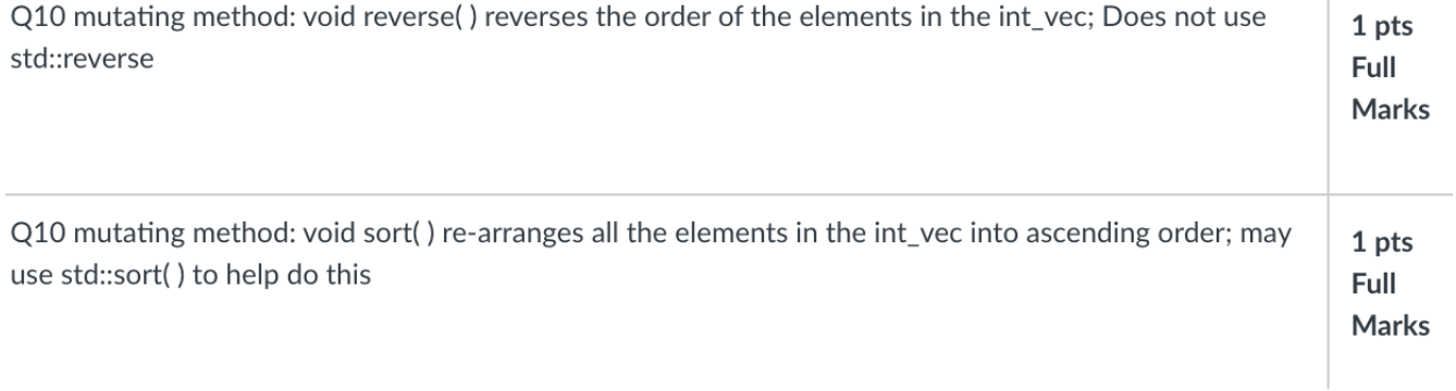 Solved 10. (2 marks) Implement these mutating methods: o | Chegg.com