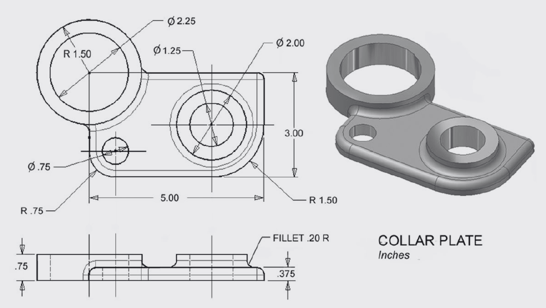 Solved Using SolidWorks, model the work piece shown in the | Chegg.com