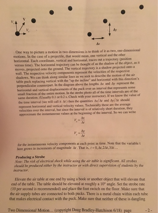Solved The Two-Dimensional Motion of Projectile Equipment: | Chegg.com