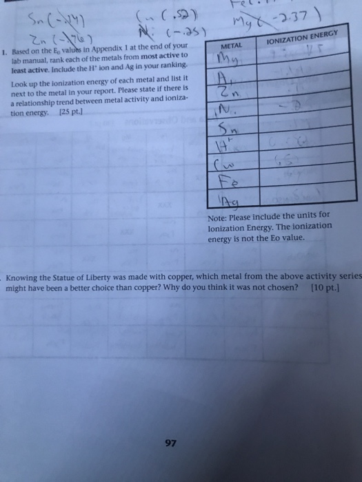 Solved Sa g 0.37 1. Based on the Eo values in Appendix 1 at | Chegg.com