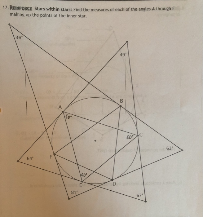 Solved 17.REINFORCE Stars within stars: Find the measures of | Chegg.com