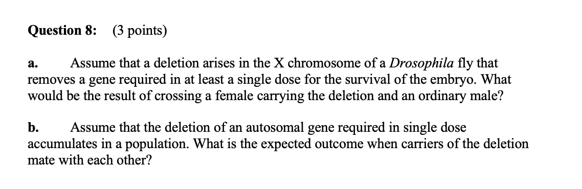Solved Question 8: (3 points) a. Assume that a deletion | Chegg.com