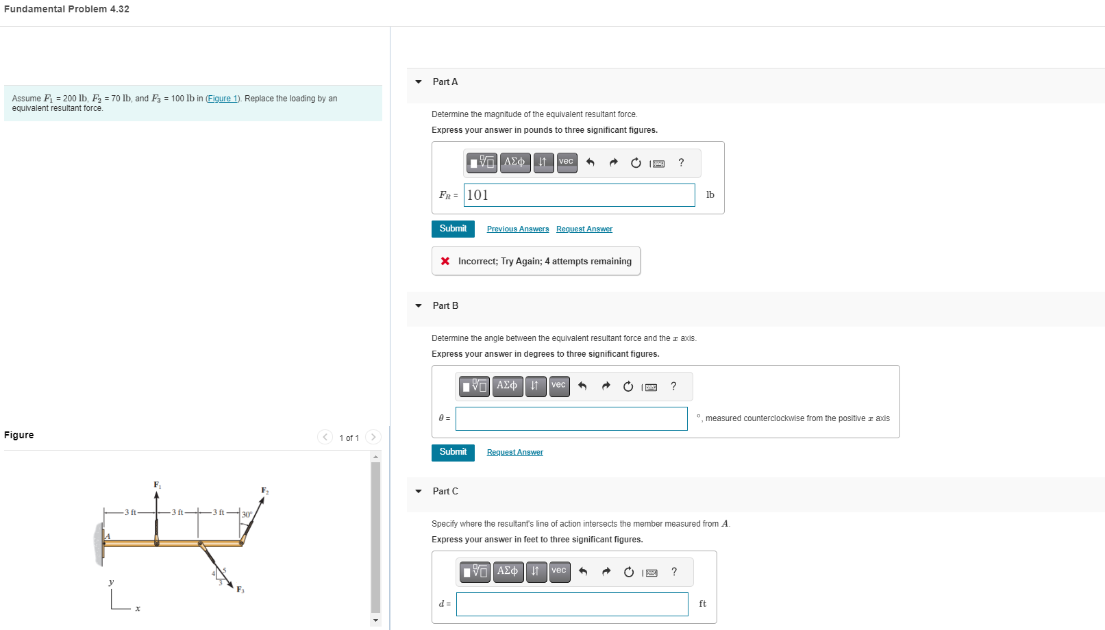 Solved Assume F1=200lb,F2=70lb, and F3=100lb in (Figure 1). | Chegg.com