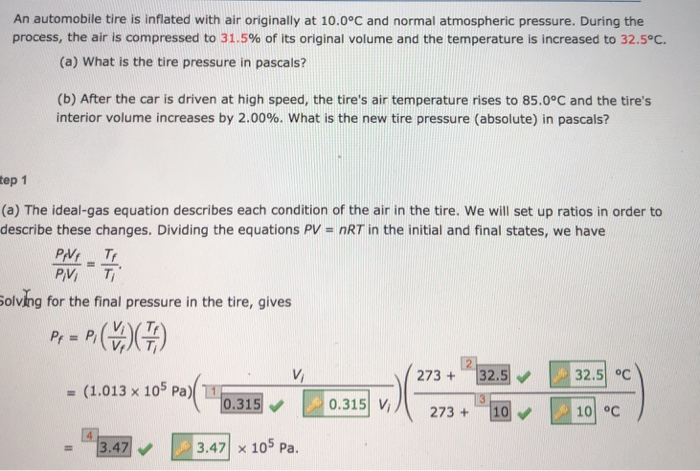 Solved An automobile tire is inflated with air originally at | Chegg.com