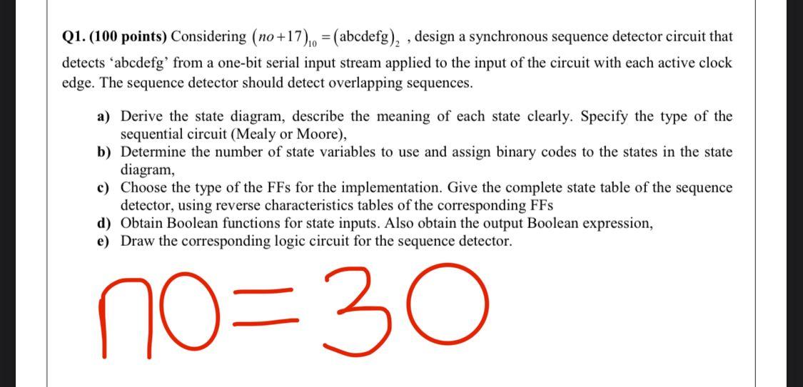 Solved Q1. (100 points) Considering (no+17)₁ = (abcdefg),, | Chegg.com