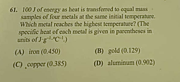 Solved 100J ﻿of energy as heat is transferred to equal | Chegg.com
