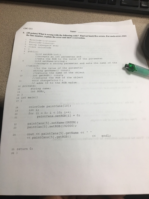 Solved csc-211 4 20 points) What is wromg with the follow | Chegg.com