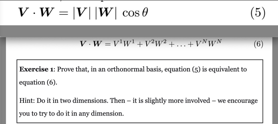 Solved V*W=|V||W|cosθV*W=V1W1+V2W2+dots+VNWNExercise 1: | Chegg.com