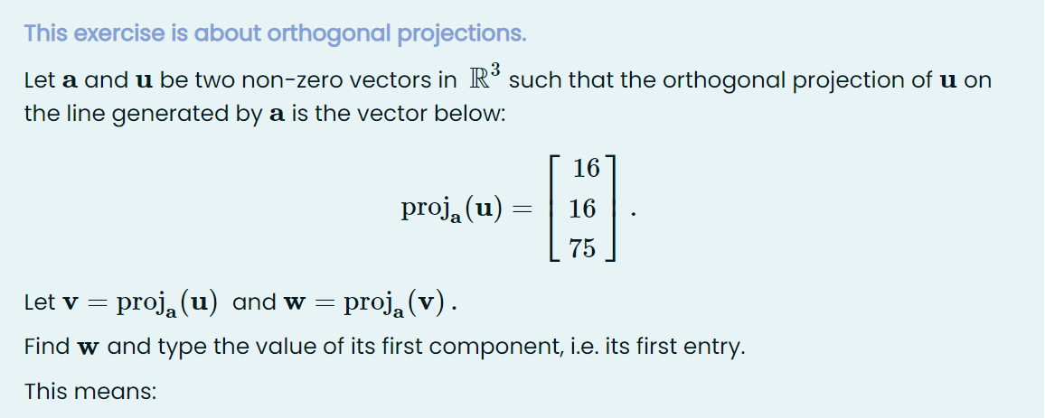 Solved This exercise is about orthogonal projections. Let a | Chegg.com