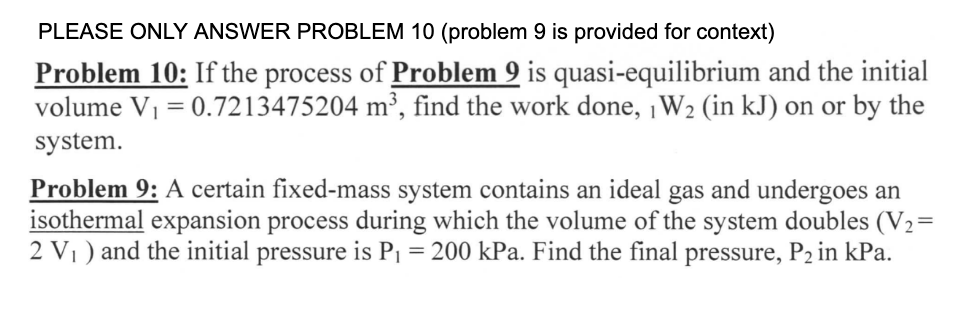 Solved PLEASE ONLY ANSWER PROBLEM 10 (problem 9 ﻿is provided | Chegg.com