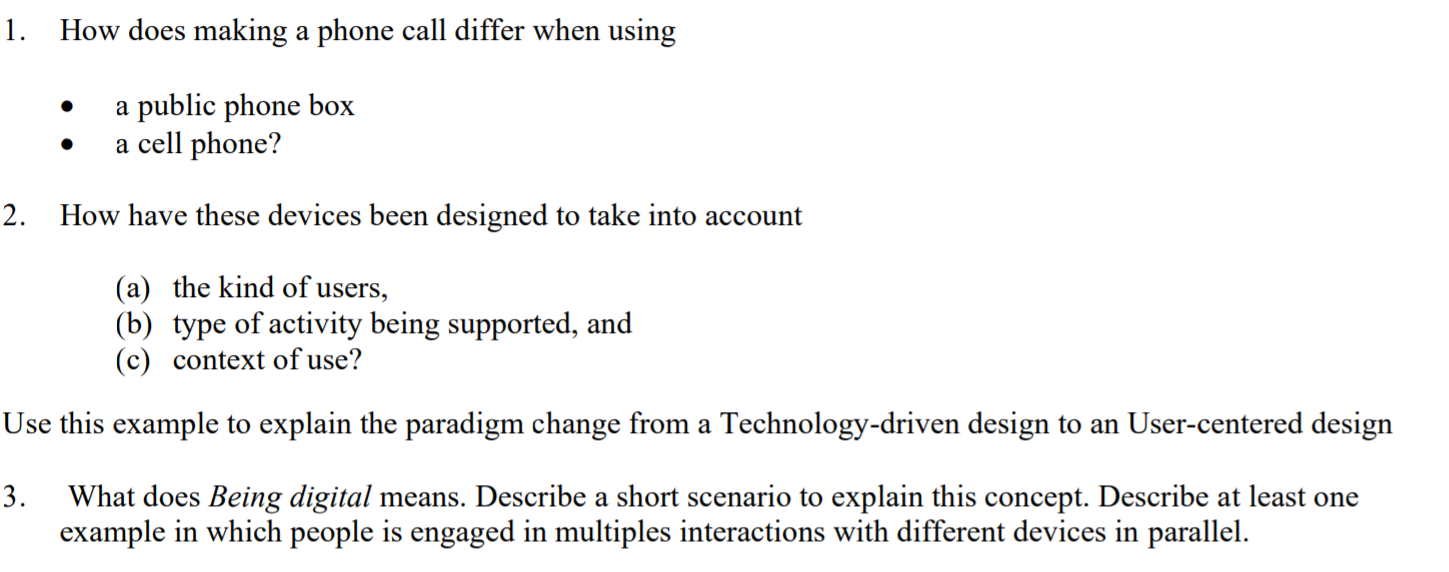 Solved 1. How does making a phone call differ when using • • | Chegg.com
