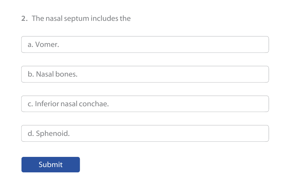 Solved The nasal septum includes thec. ﻿Inferior nasal | Chegg.com