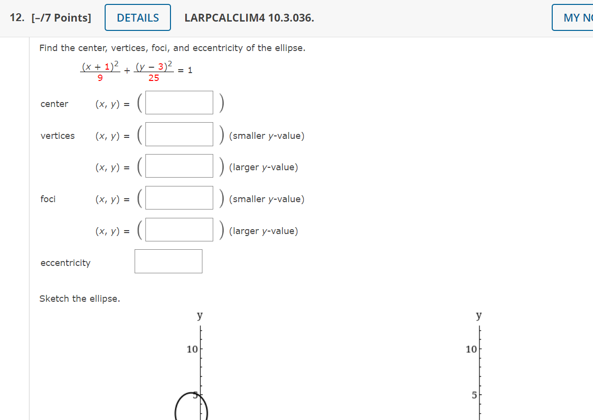 Solved 12. [-/7 Points] LARPCALCLIM4 10.3.036. Find the | Chegg.com