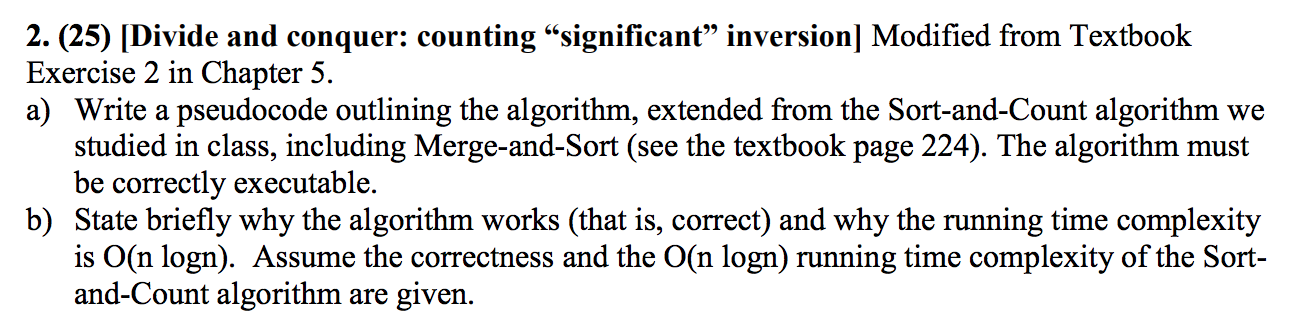 2. (25) [Divide and conquer: counting “significant” | Chegg.com