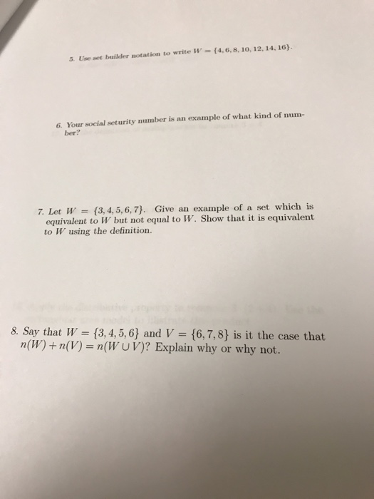 Solved Use set builder notation to write W = | Chegg.com