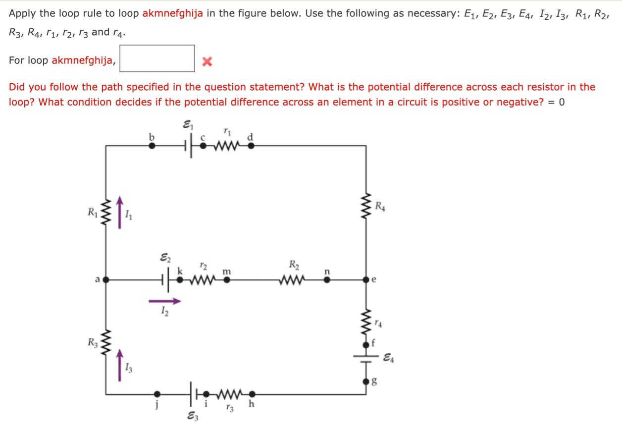 Solved Apply the loop rule to loop akmnefghija in the figure | Chegg.com