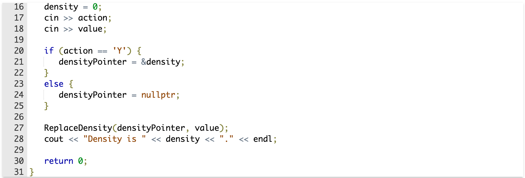 Solved Complete ReplaceDensity() to output "densityPointer | Chegg.com