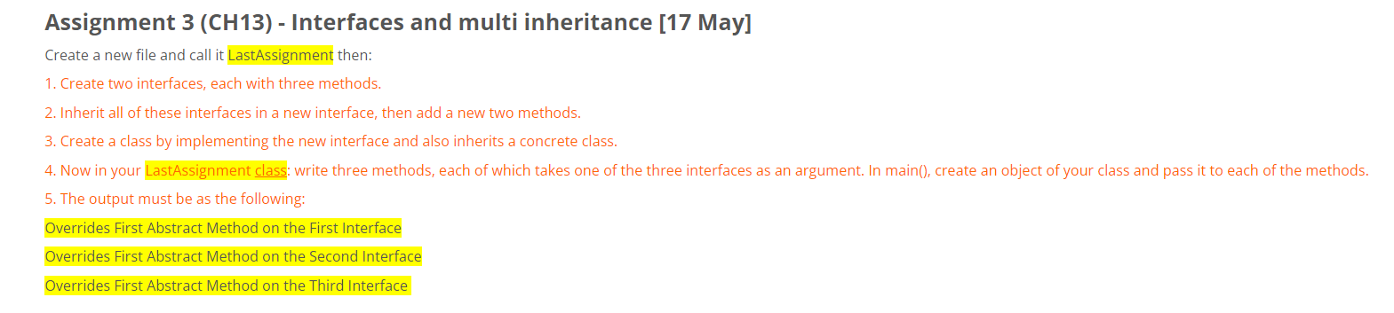 Solved Assignment 3 Ch13 Interfaces And Multi 
