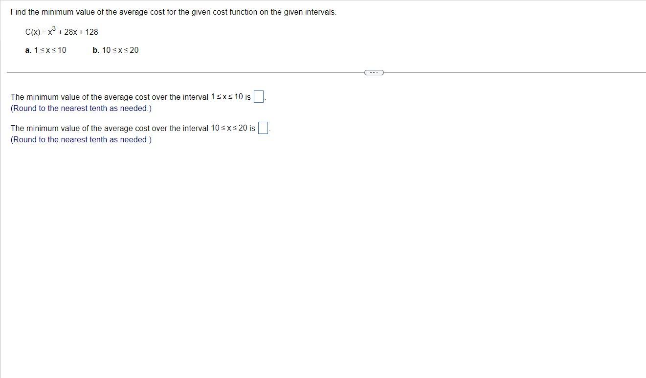 Solved Find the minimum value of the average cost for the | Chegg.com
