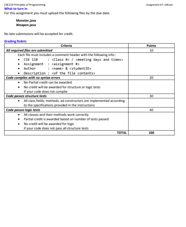 Solved CSE 110 Principles of Programming Assignment 07: 100 | Chegg.com