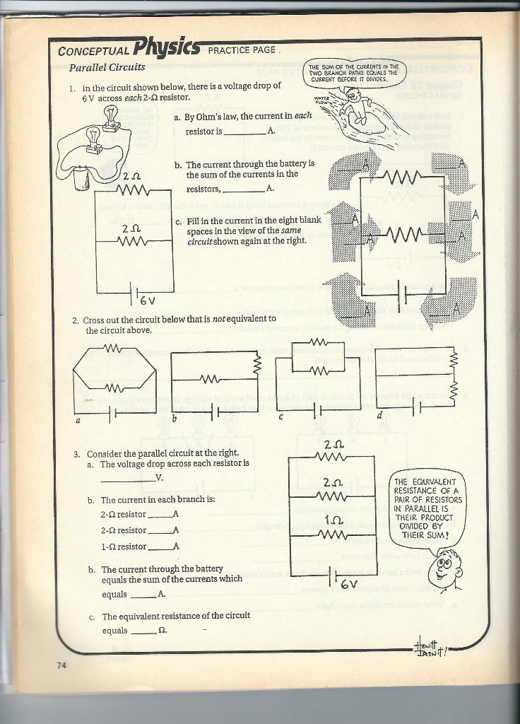 Solved CONCEPTUAL Parallel Circuits Physics PRACTICE PAGE | Chegg.com