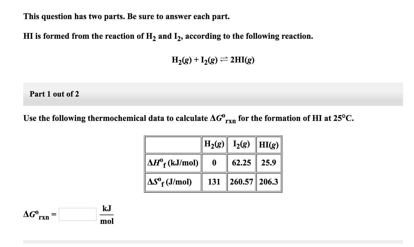 Solved This question has two parts. Be sure to answer each | Chegg.com