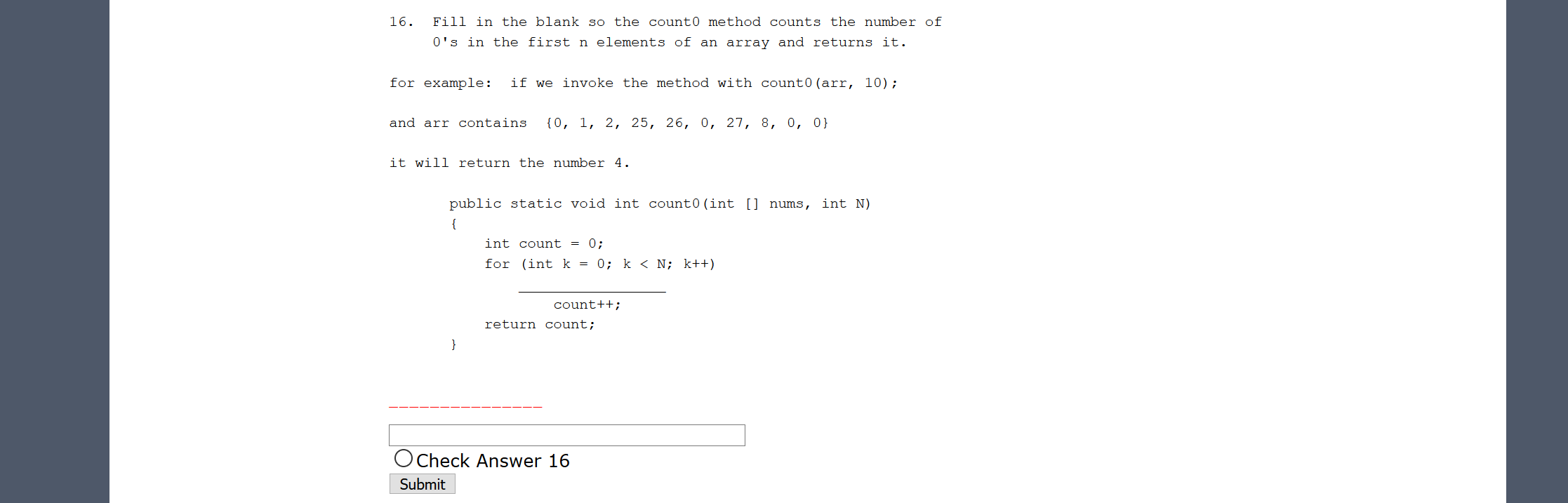 Solved 16. Fill in the blank so the count method counts the | Chegg.com