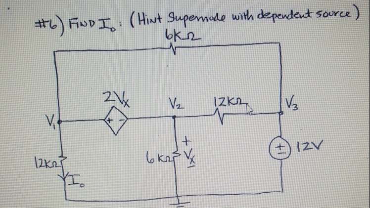 Solved #6) Find I: (Hint Supernode with dependent source) | Chegg.com