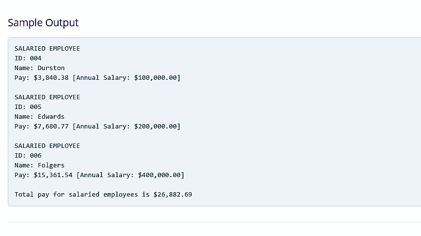 Solved Employee Class Code a class that encapsulates an | Chegg.com