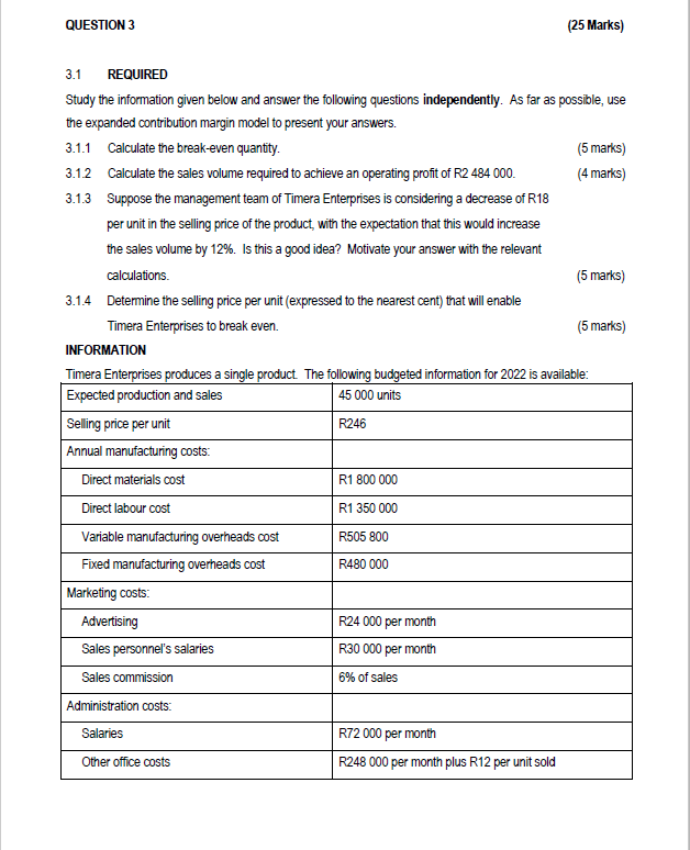 Solved 3.1 REQUIRED Study the information given below and | Chegg.com