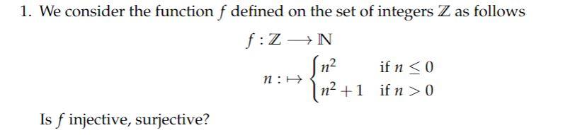 Solved 1. We consider the function f defined on the set of | Chegg.com