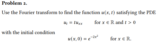 Solved Use the Fourier transform to find the function u(x,t) | Chegg.com