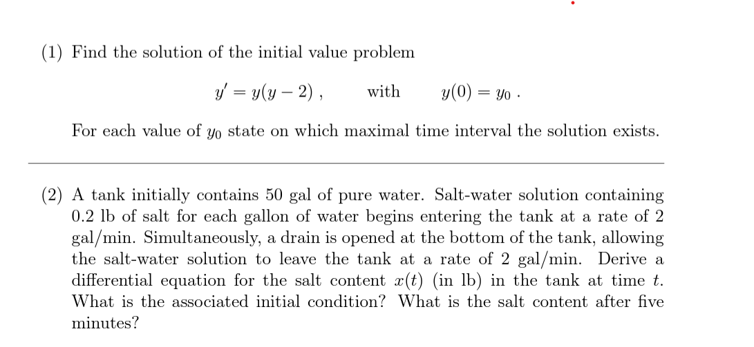 Solved (1) Find the solution of the initial value problem | Chegg.com