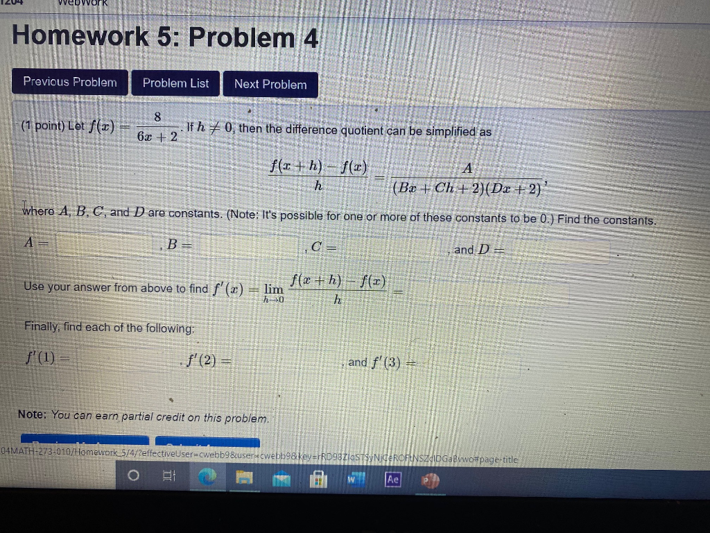 Solved Homework 5 Problem 4 Previous Problem Problem List 9030
