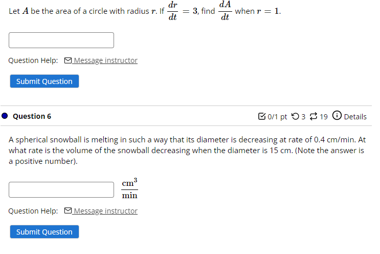 Let A be the area of a circle with radius r. If | Chegg.com