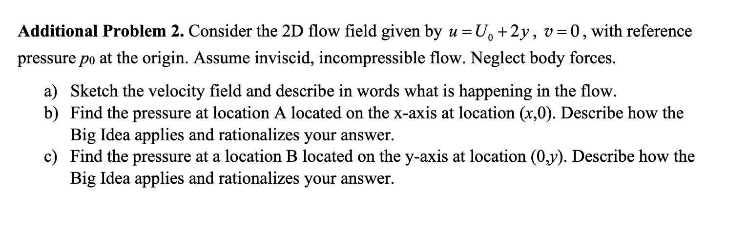 Solved Additional Problem 2. ﻿Consider the 2D flow field | Chegg.com