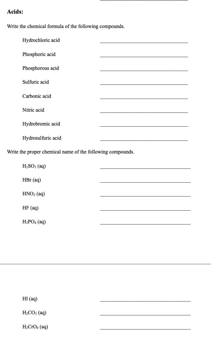 Solved Binary Compounds (Nonmetals): Write the chemical | Chegg.com