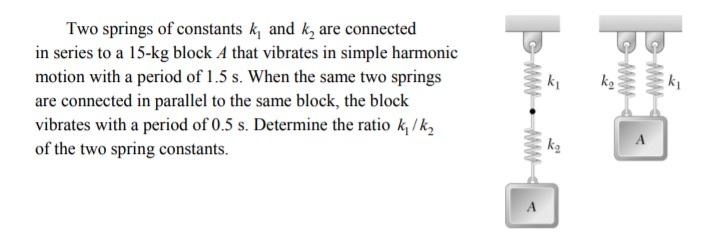 Solved Two springs of constants k, and kare connected in | Chegg.com
