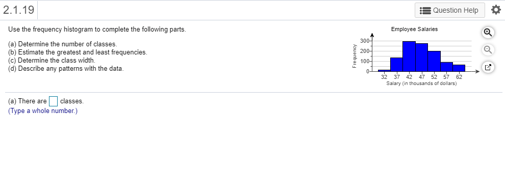 Solved 2.1.19 : Question Help Use the frequency histogram to | Chegg.com