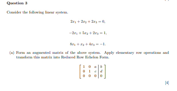 Solved Consider the following linear system. | Chegg.com
