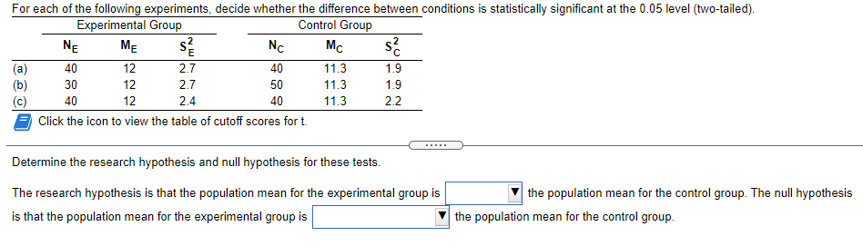 Solved sa For each of the following experiments, decide | Chegg.com