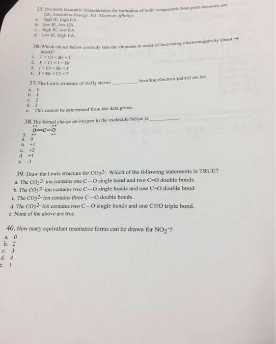 Solved 35.The most favorable characteristics for formation | Chegg.com