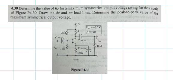 Solved 4.30 Determine the value of R_(C) for a maximum | Chegg.com
