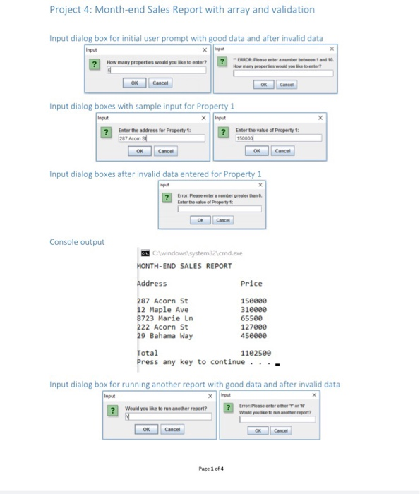 Solved Project 4: Month-end Sales Report with array and | Chegg.com