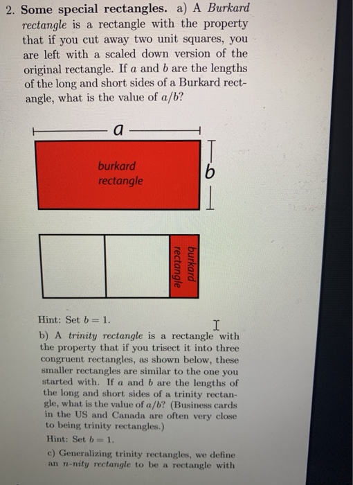 Solved: 2. Some Special Rectangles. A) A Burkard Rectangle... | Chegg.com