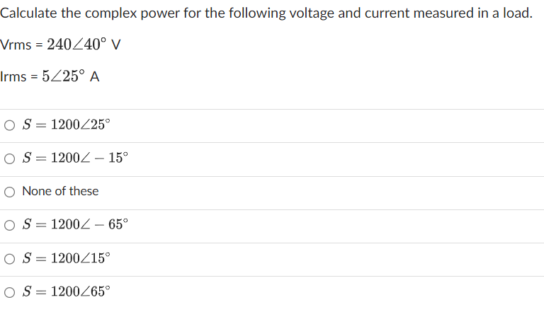 Solved Calculate the complex power for the following voltage | Chegg.com